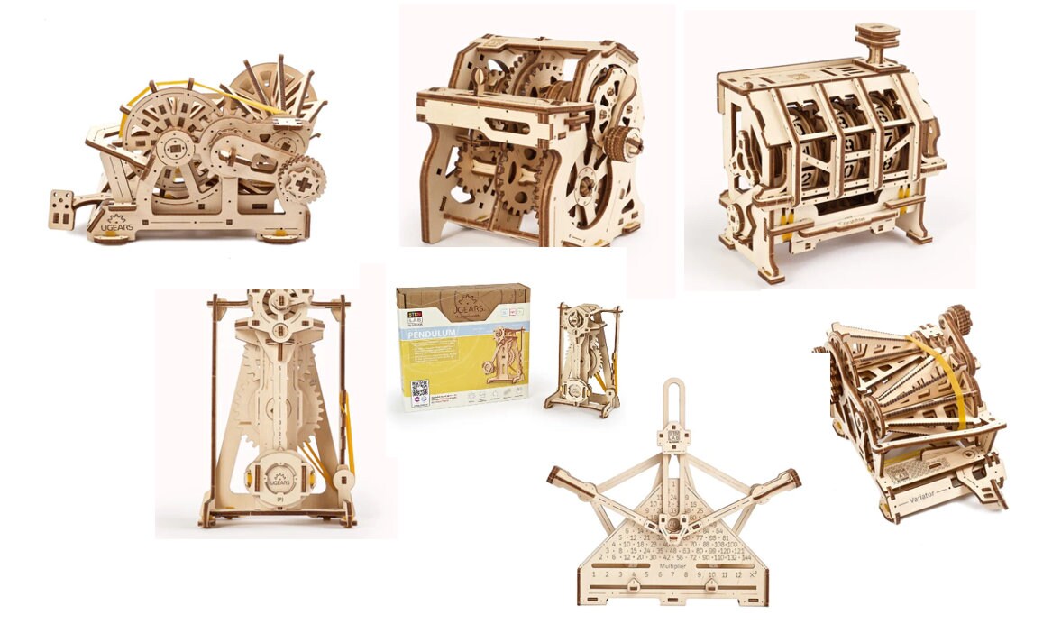 STEM Lab Wooden Puzzle Kits - Ugears Pendulum, Gearbox, Arithmetic ...