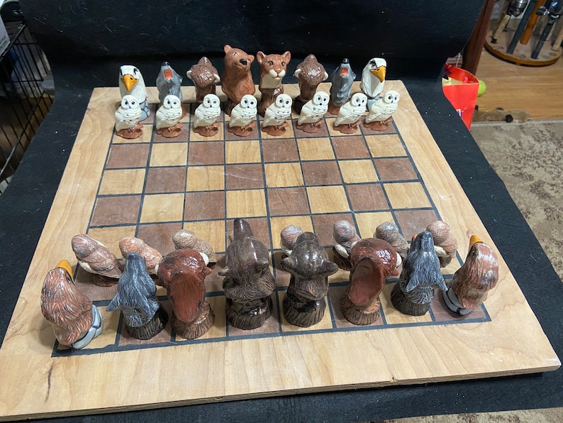 American Wildlife Chess Set - Etsy