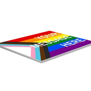 Custom Pride Flag Yard Sign, Progress Pride Flag Lawn Sign Personalized, 24 X 18 Corrugated ...
