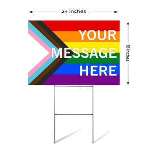 Custom Pride Flag Yard Sign, Progress Pride Flag Lawn Sign Personalized ...