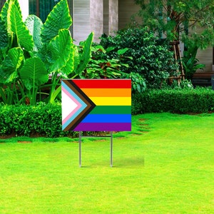 Pride Yard Sign Progress Pride Sign Modern Pride Flag - Etsy