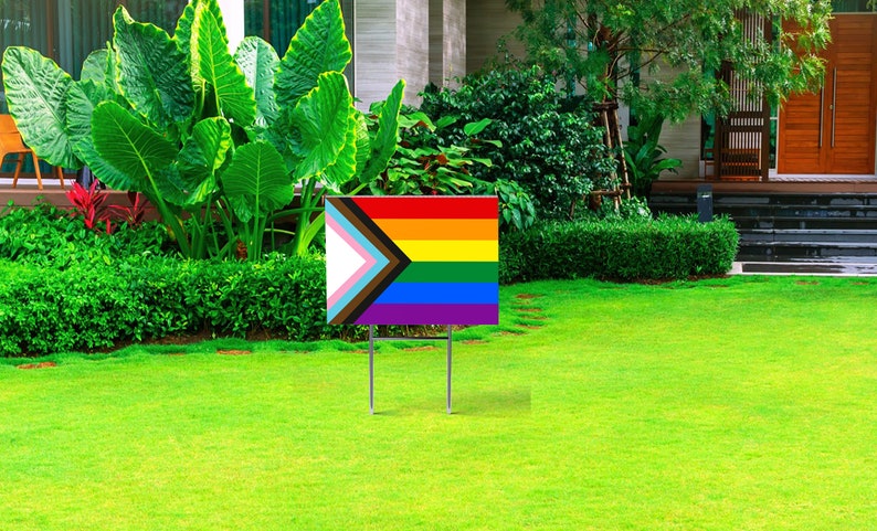 Pride Yard Sign Progress Pride Sign Modern Pride Flag - Etsy