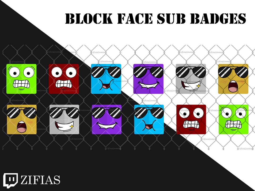 Twitch Sub Badges - Block Faces - Etsy