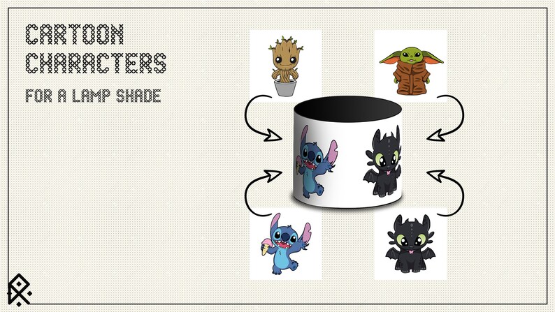 Cross Stitch Pattern cartoon Characters Lamp Shade Cover - Etsy