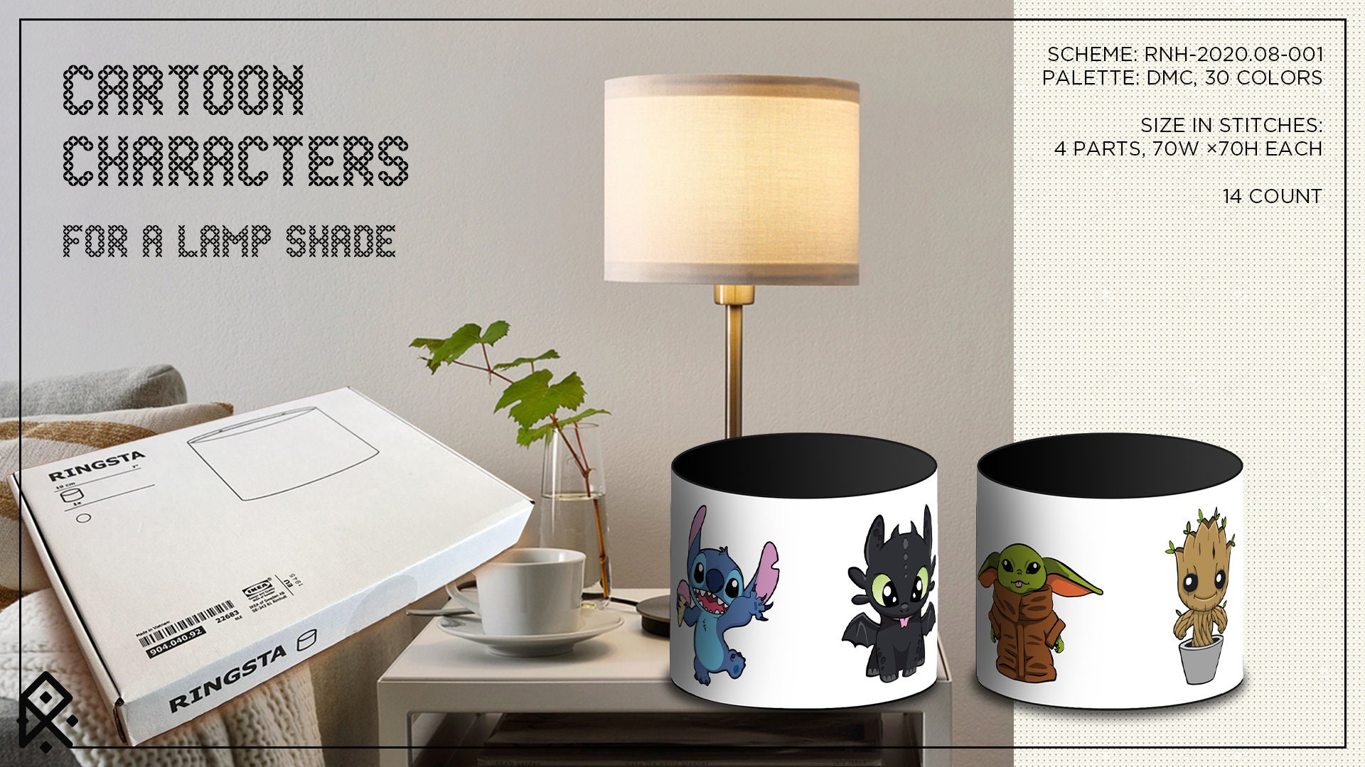 Cross Stitch Pattern cartoon Characters Lamp Shade Cover - Etsy