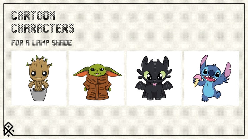 Cross Stitch Pattern cartoon Characters Lamp Shade Cover - Etsy