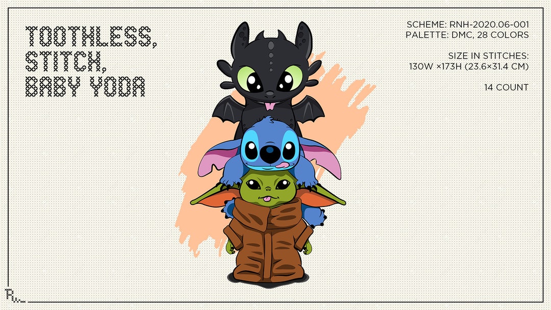 Cross Stitch Pattern "toothless, Stitch, Baby Yoda" - Etsy