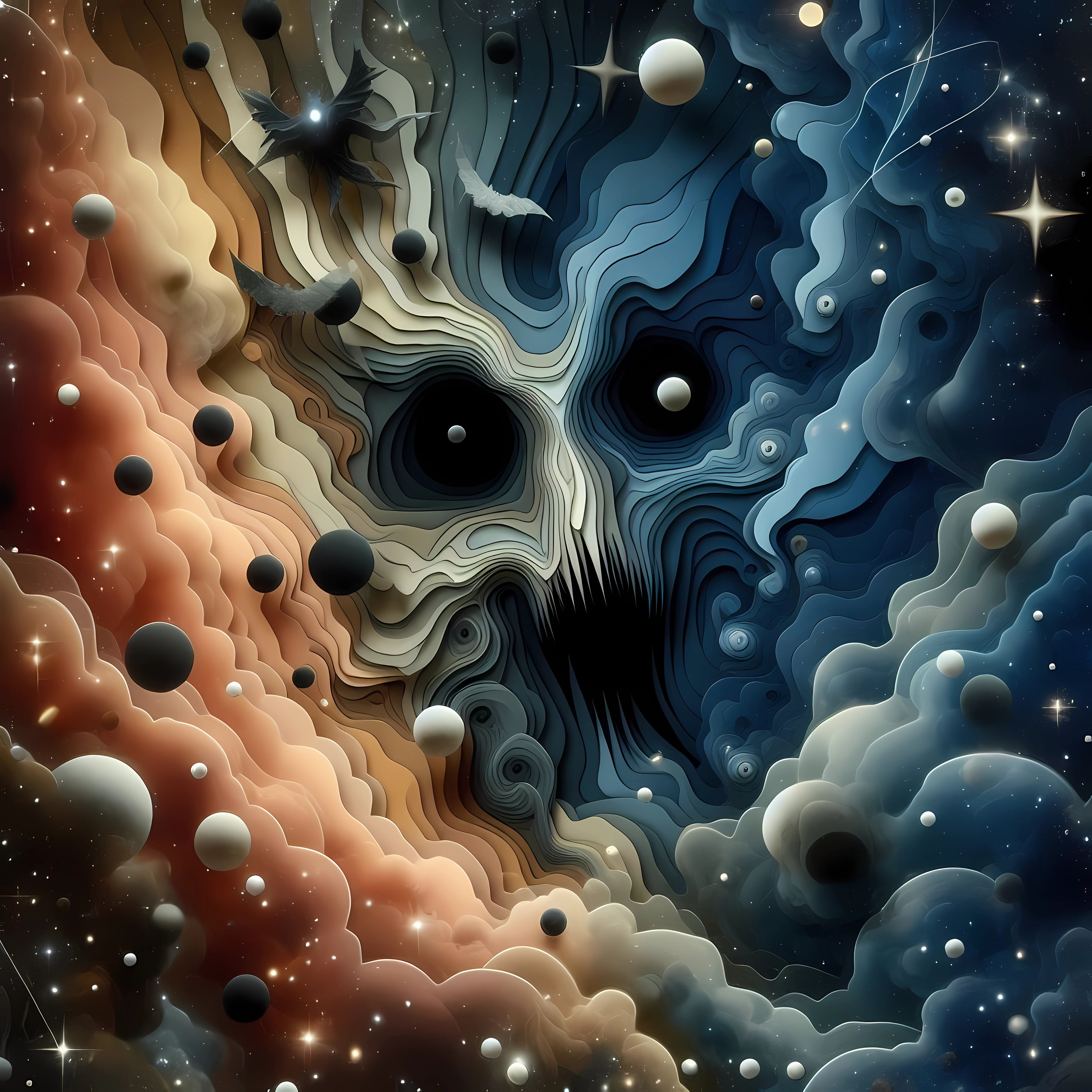 Abstract Scary Clouds In Universe Etsy