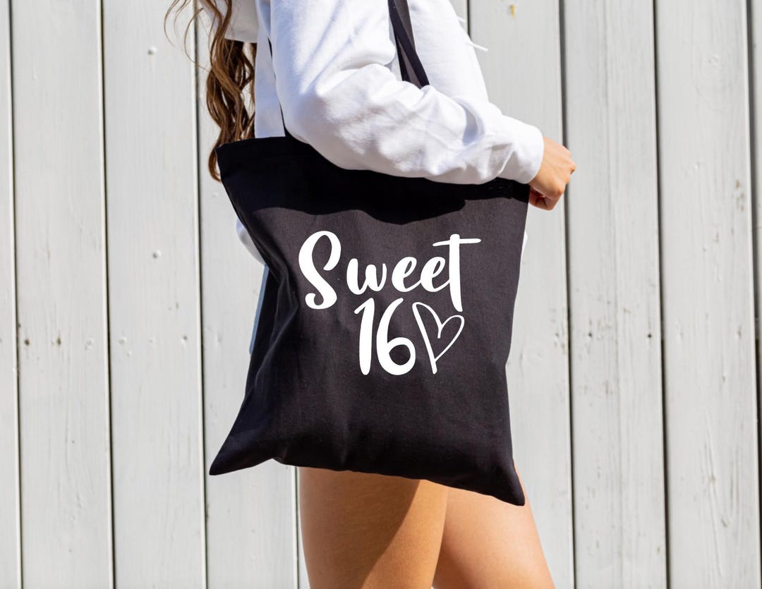 Sweet 16 Tote Bag Various Colours Available Birthday Gift Cotton Long ...