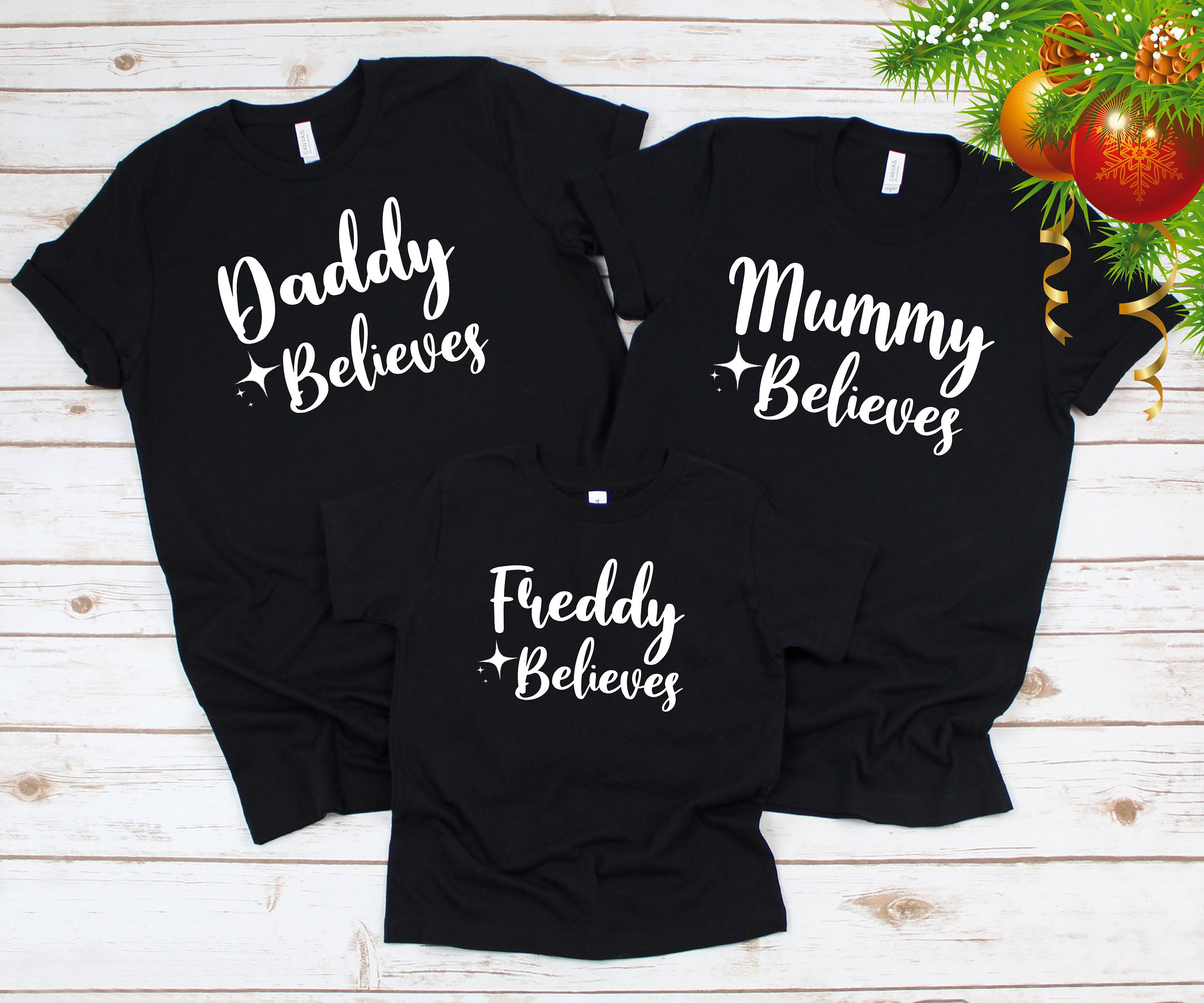 Family Personalised Mom Dad Kids Believes Cotton Unisex T | Etsy