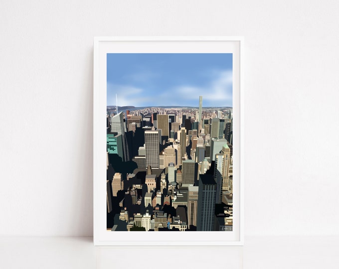 Iconic New York City Skyline Illustration Poster Print - Empire State ...