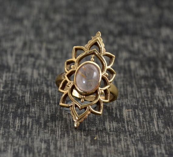 Golden Rutilated Quartz Ring Brass Ringrutile Quartz Ring | Etsy