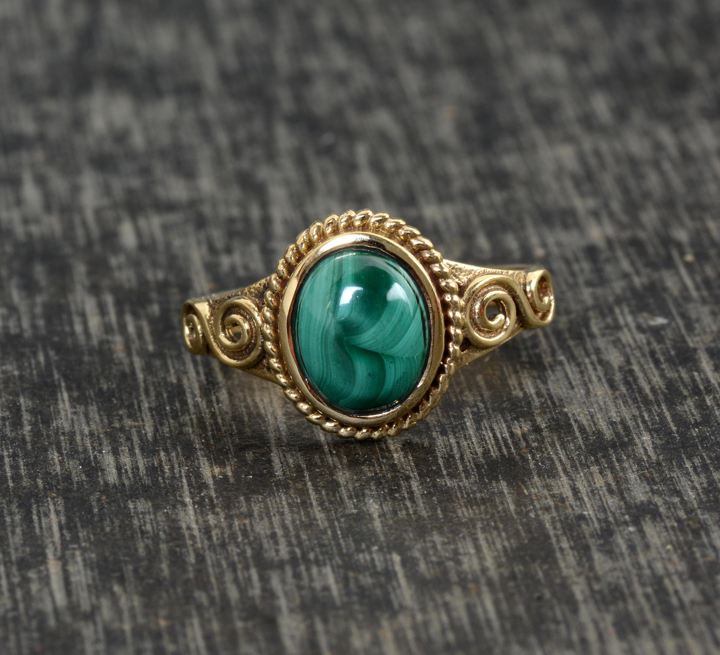 Malachite Ring Brass ringgemstone ringgreen ringHandmade | Etsy