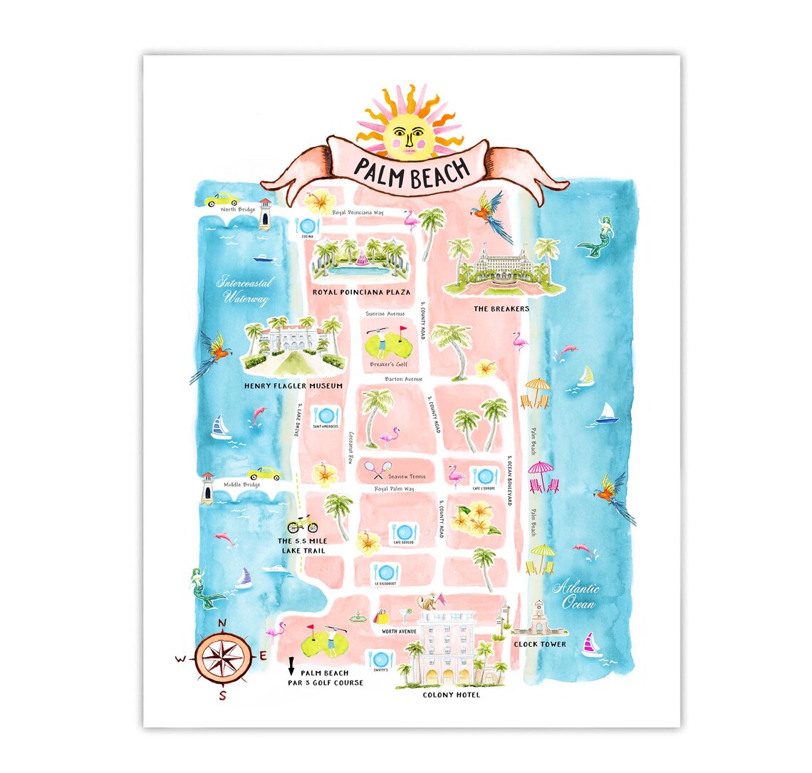 Print: Palm Beach, Watercolor - Etsy