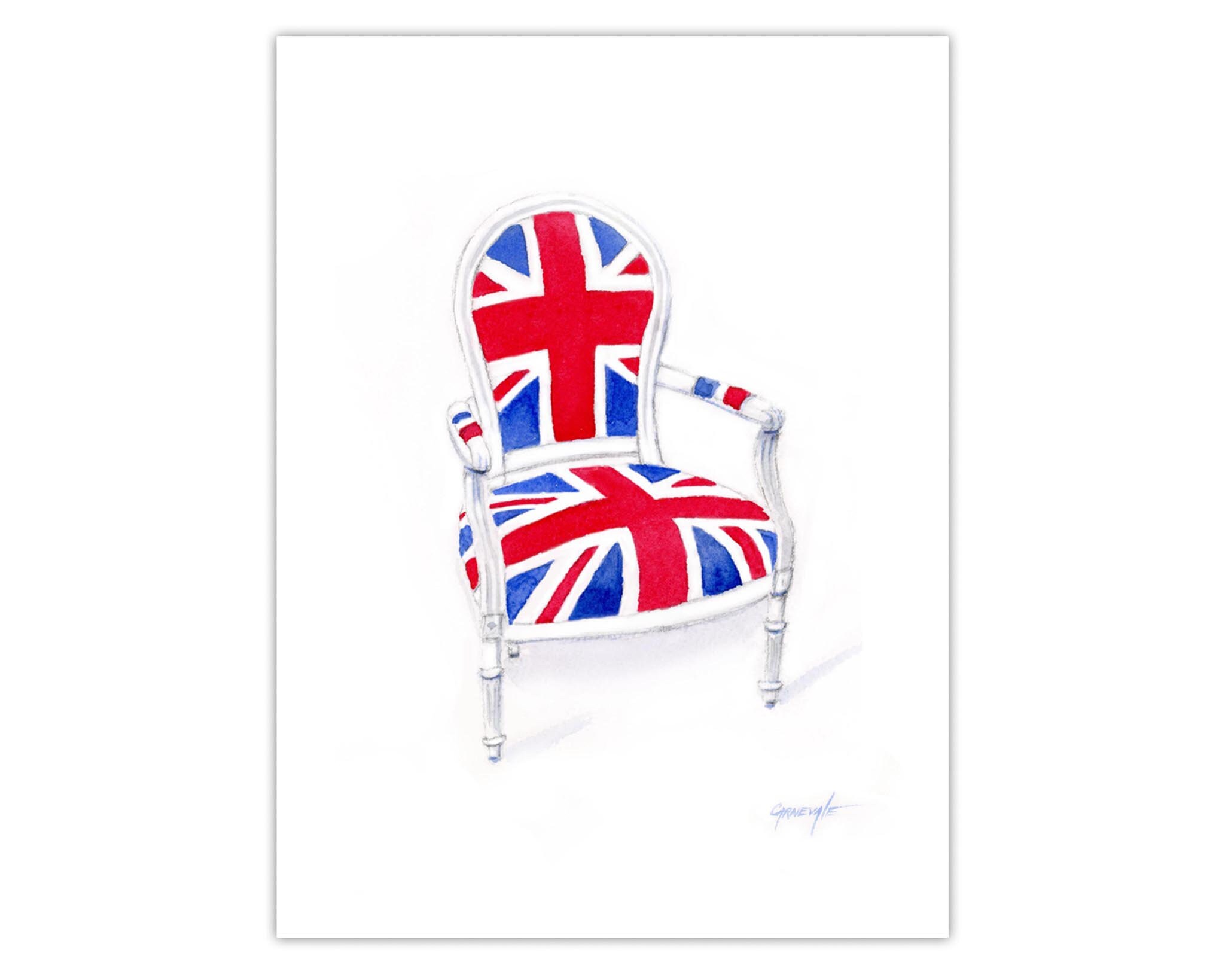Print: Union Jack Flag Chair - Etsy