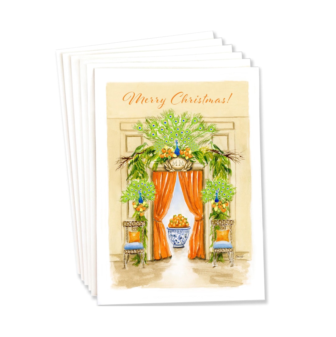 Christmas Cards: Persimmons and Peacocks! Set of 6 Cards, Inspired by ...