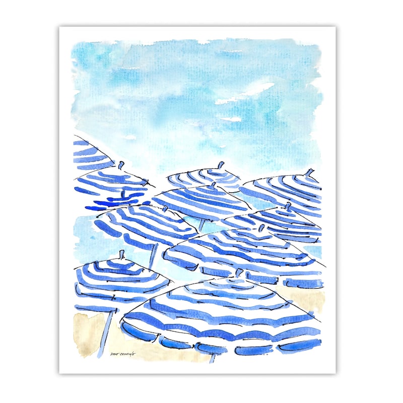 Umbrella Beach Art Print - Etsy