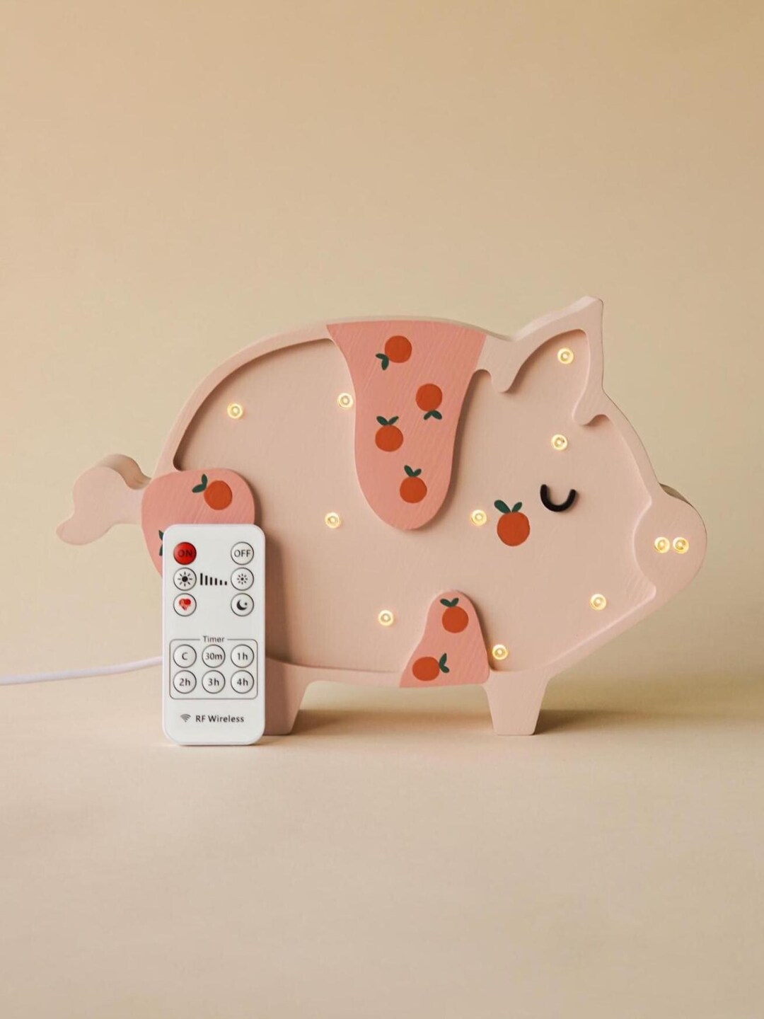 Cute Pink Piggy Night Light for Baby Room – Personalized Wooden Farm ...