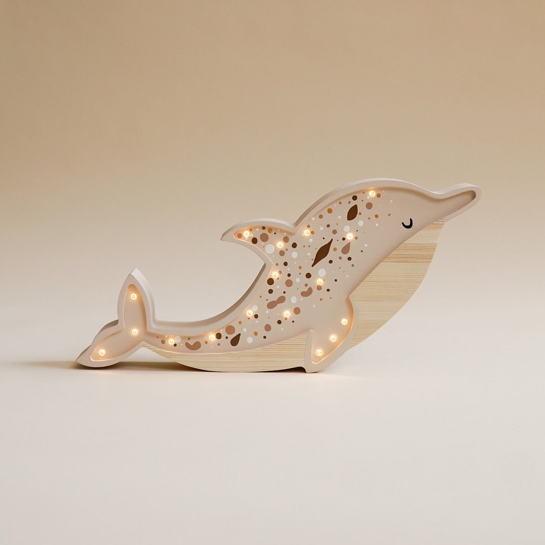 Wooden Dolphin Lamp for Kids, Ocean Theme, Sea Theme, Nursery ...