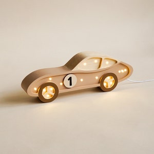 Wooden Car Night Light for Kids Personalized Gift, Nursery Light Car ...