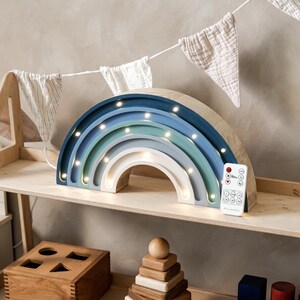 Handmade Wooden Blue Rainbow Lamp - Perfect Baby Gift and Nightlight ...