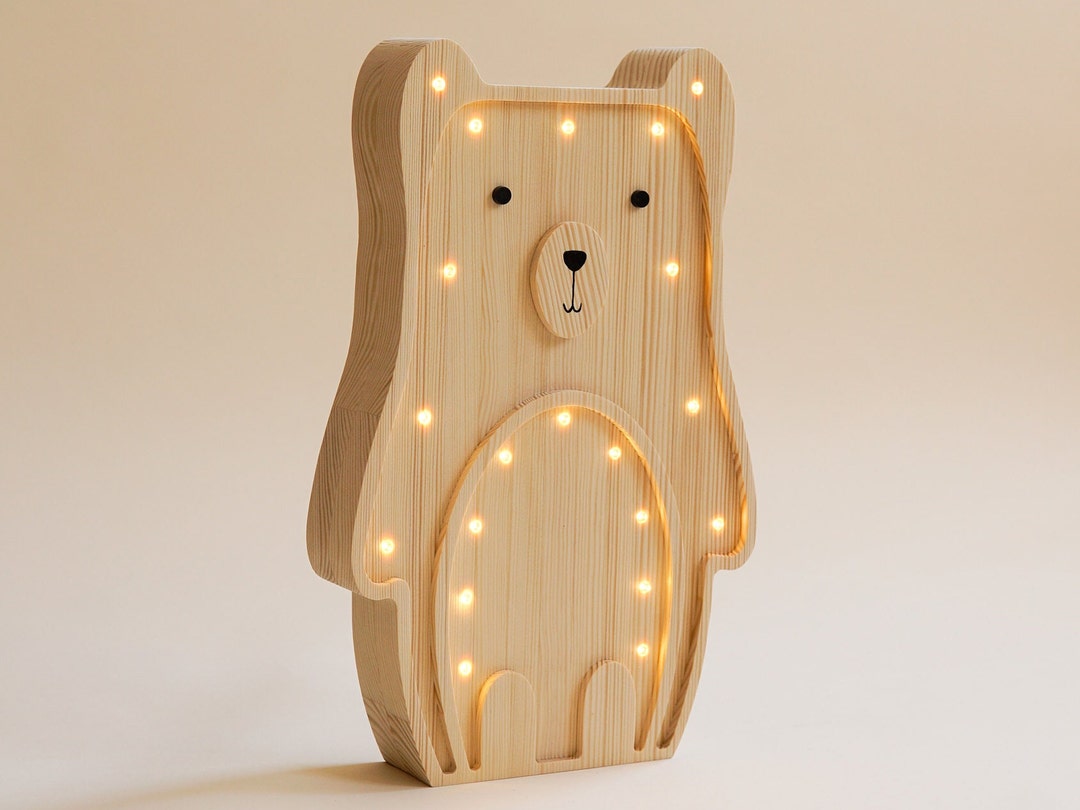Wooden Teddy Bear Lamp, Bedside Night Lamp, Kids Day Gift, Birthday ...