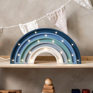 Handmade Wooden Blue Rainbow Lamp - Perfect Baby Gift and Nightlight for Kids' Bedrooms, Kids ...