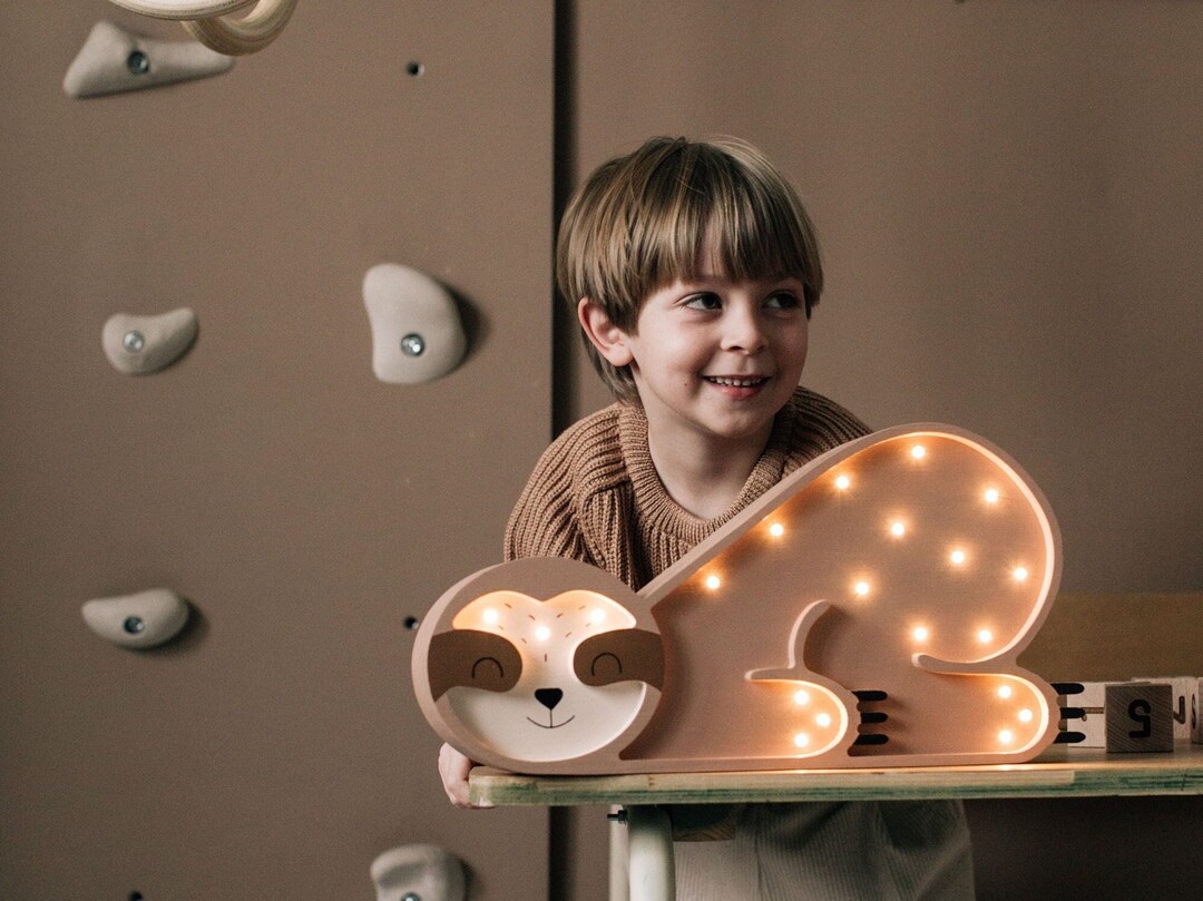 Wooden Sloth Kids Lamp, Birthday Baby Gift, Wooden Toy, Lampe Holz ...