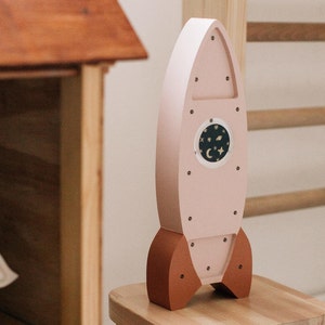 Handmade Wooden Rocket Night Light Nursery Decoration Kids Room Night ...