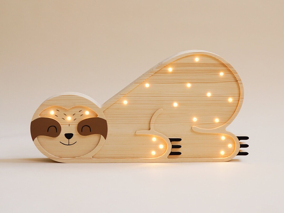 Wooden Sloth Lamp for Kids, Nursery Lighting, Decorative Lamp, Kids ...