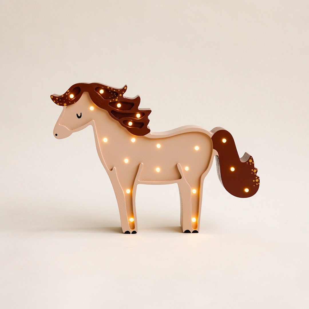 Wooden Horse Wall Lamp, LED Night Light, Custom Kid's Room Decor Light ...