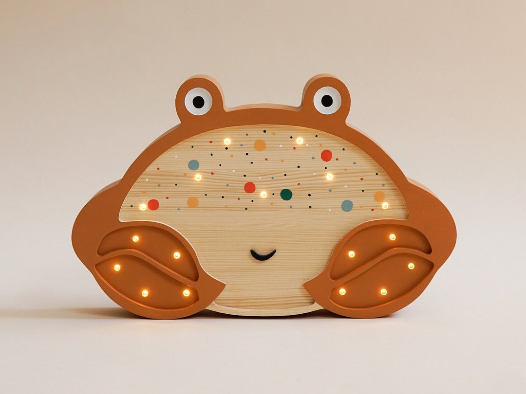 Handmade Wooden Crab Kids Lamp, Bedside Night Lamp, Nursery Decoration ...