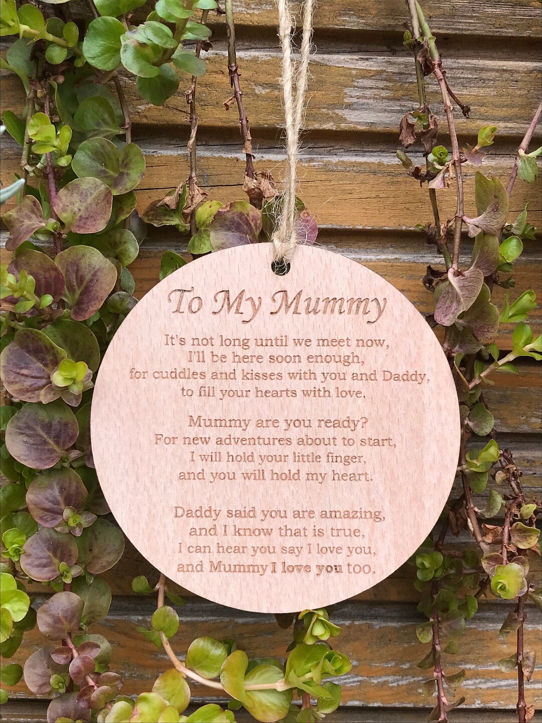 Letter From Bump to Mummy to Be Gift Hanging Sign Wood Engraved ...
