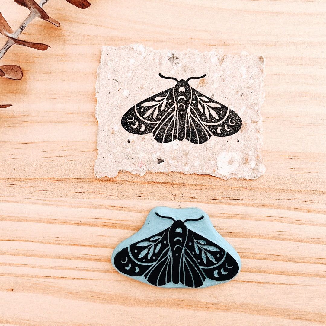 Moth Rubber Stamp, Rubber Stamp for Cardmaking, Moth Stamp, Moth Art ...