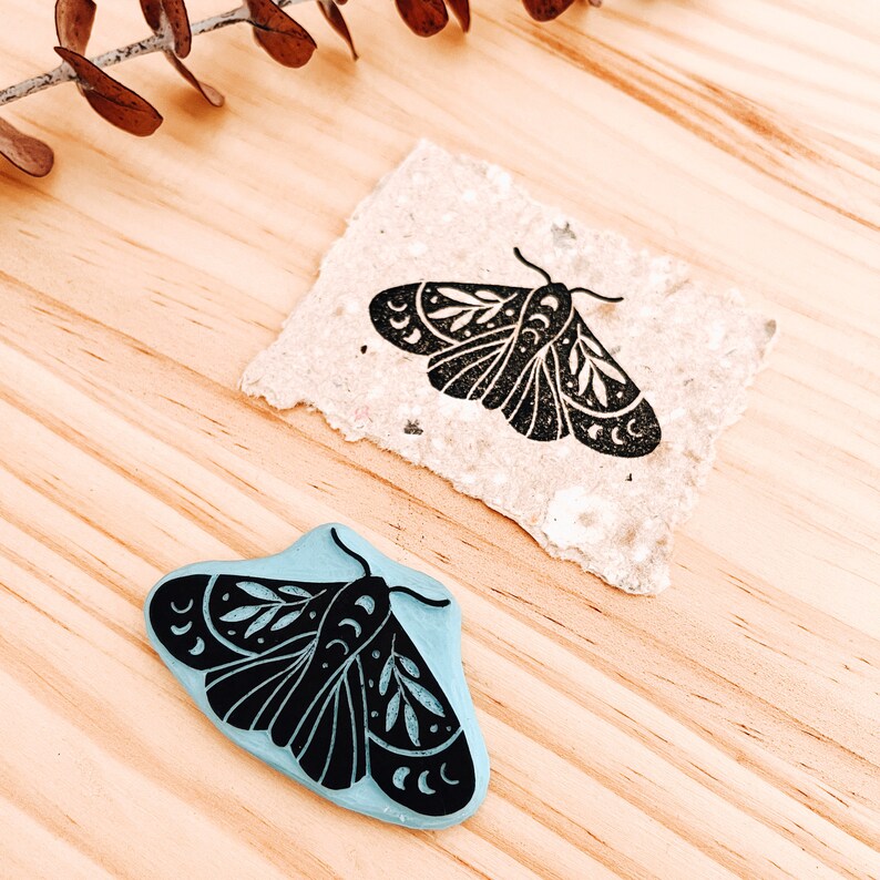 Moth Rubber Stamp, Rubber Stamp for Cardmaking, Moth Stamp, Moth Art ...