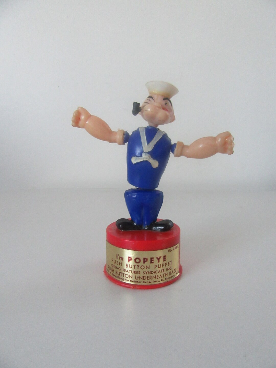 Vintage Popeye Push Button Puppet 60's Toys Popeye KOHNER Bros. Inc ...