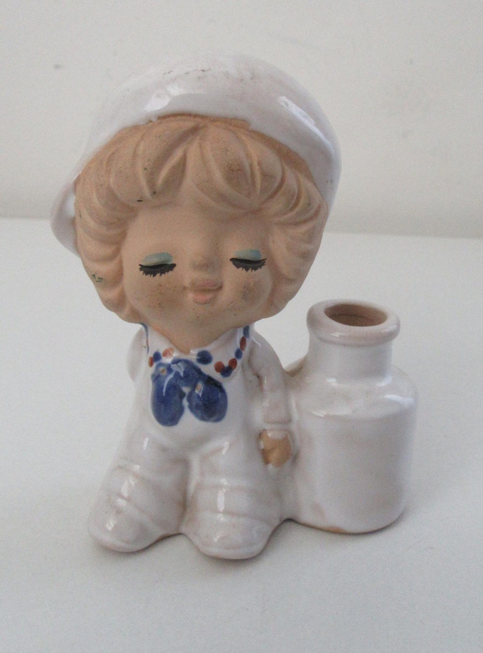 Vintage 60's UCTCI Poppet Girl Ceramic Bud Vase 60's Figurine Kitsch ...