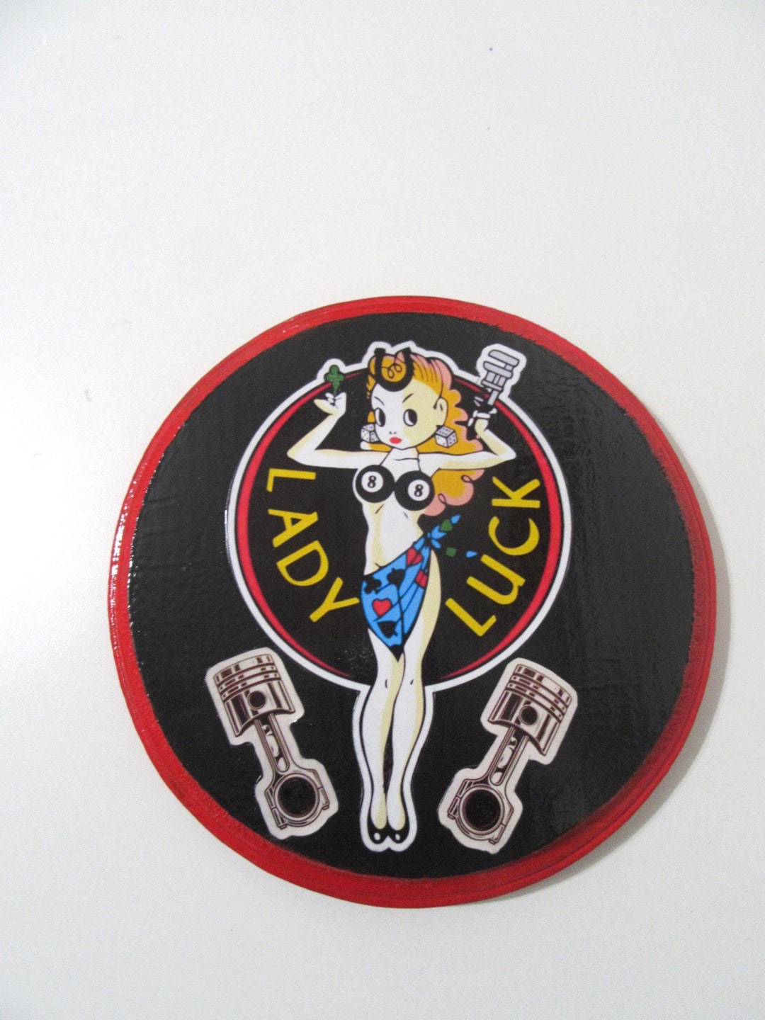 Lady Luck Wall Plaque Kustom Kulture Art Garage Art Mancave Art Hot Rod ...