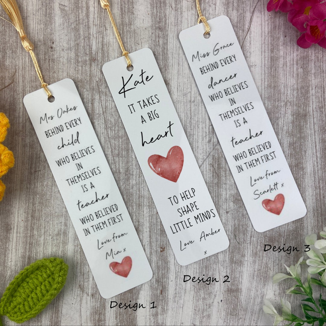 Personalised Teacher Bookmark, Teacher Gift, Personalised Teacher Gift ...