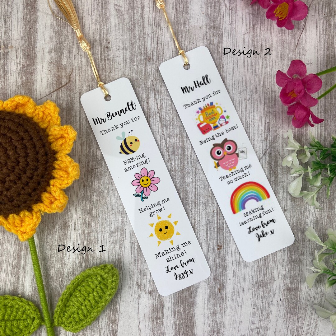 Personalised Cute Teacher Bookmark Gift, Teacher Gift, Personalised ...