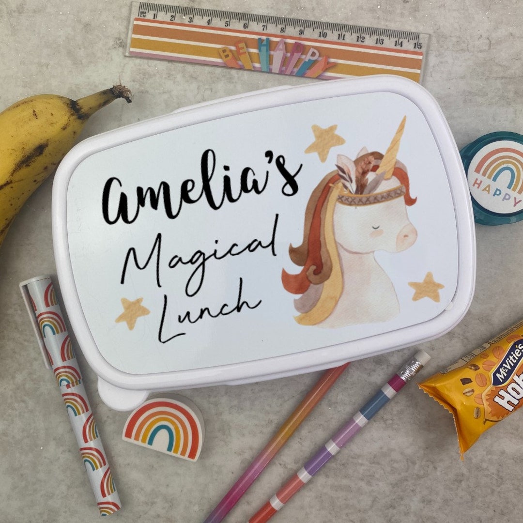 Personalised Magical Unicorn Lunch Box - White - Etsy