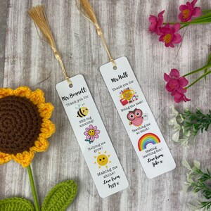 Personalised Cute Teacher Bookmark Gift, Teacher Gift, Personalised ...