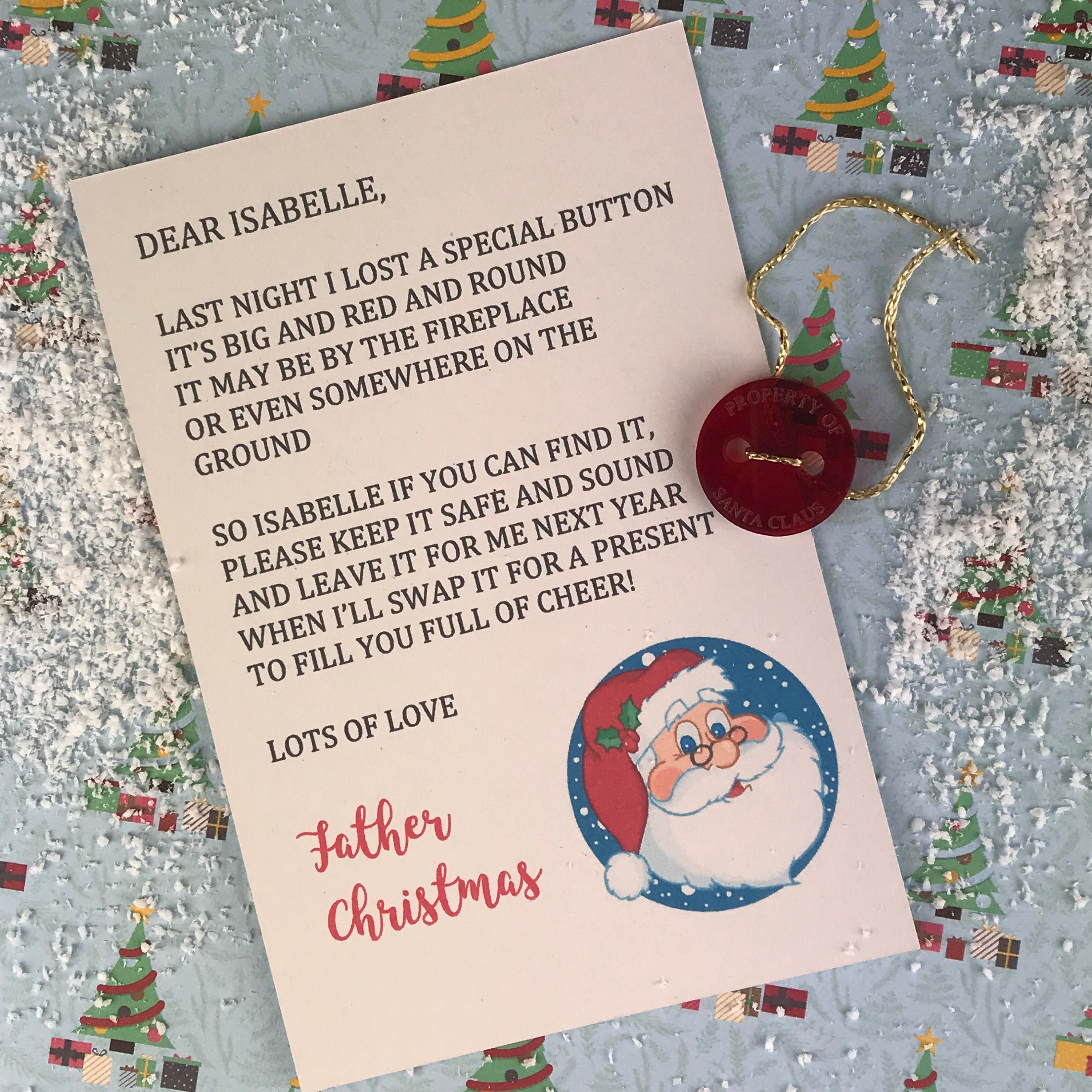 Santa's Lost Button Personalised Santa's Lost Button - Etsy