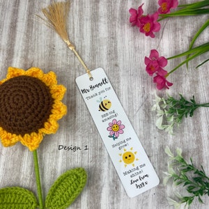 Personalised Cute Teacher Bookmark Gift, Teacher Gift, Personalised ...