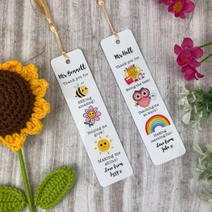 Personalised Cute Teacher Bookmark Gift, Teacher Gift, Personalised ...