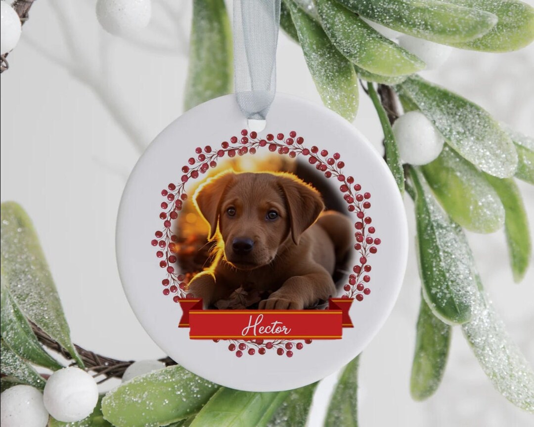 Dog Bauble, Christmas Ceramic Ornament, Personalised Dog Decoration ...