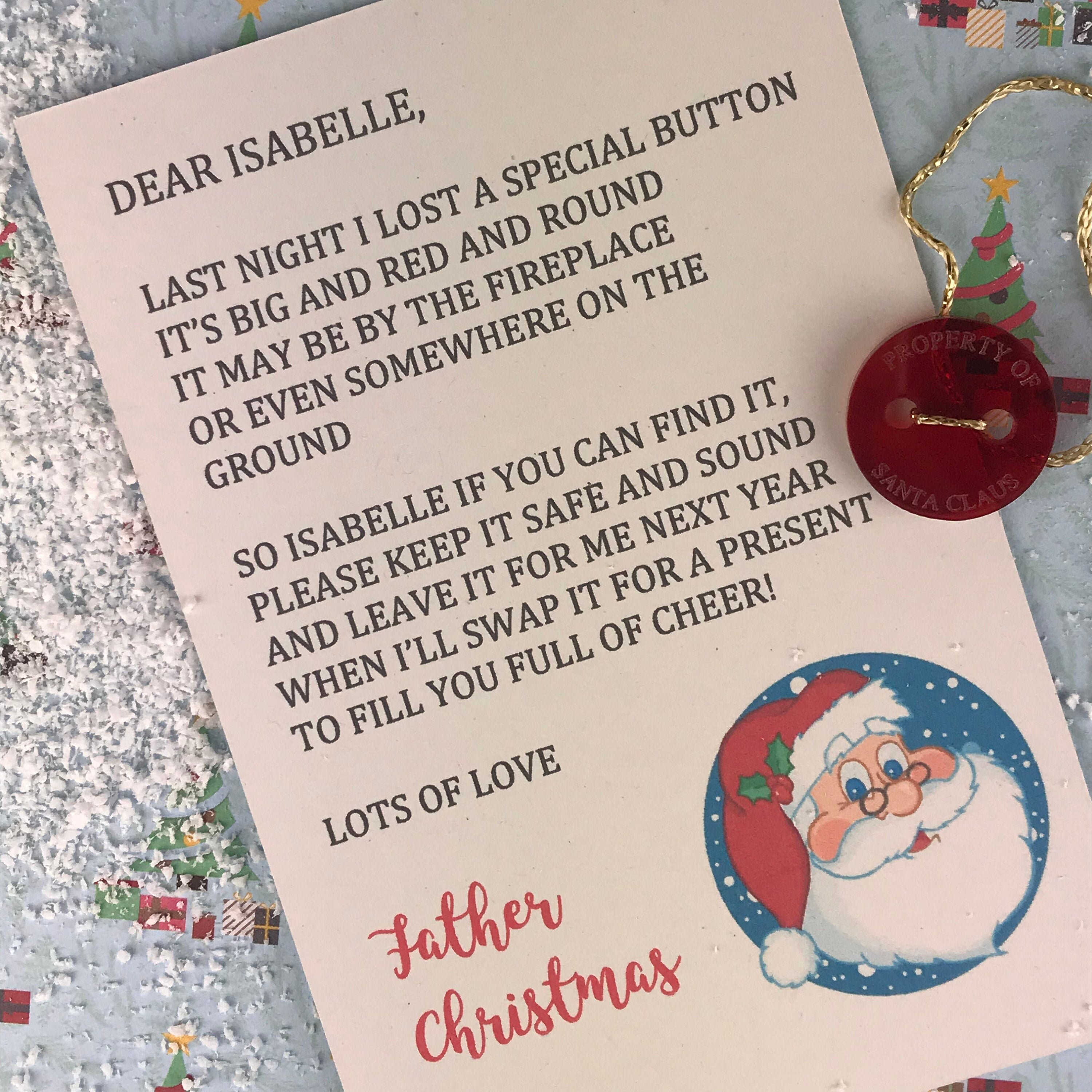 Santa's Lost Button Personalised Santa's Lost Button - Etsy