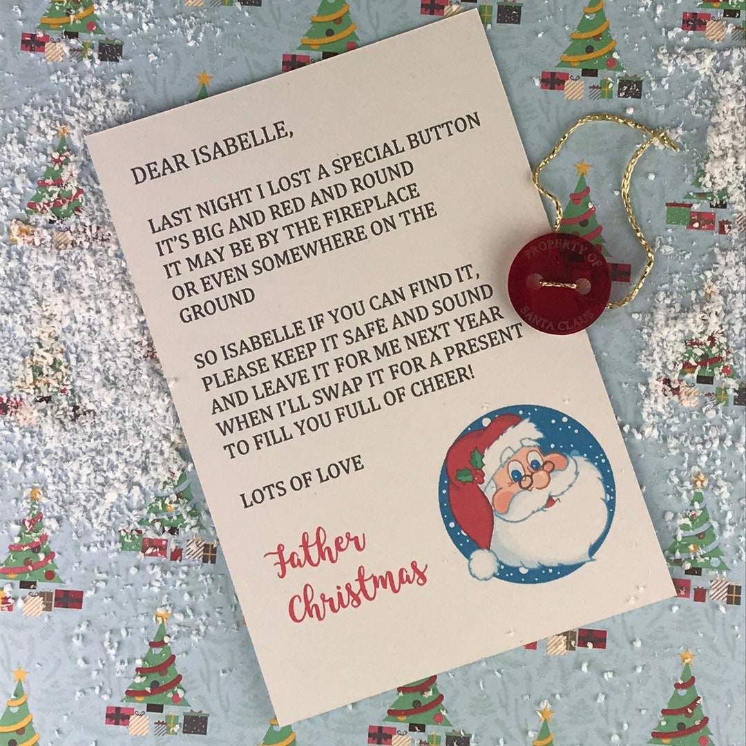 Santa's Lost Button, Personalised Santa's Lost Button, Lost Button ...