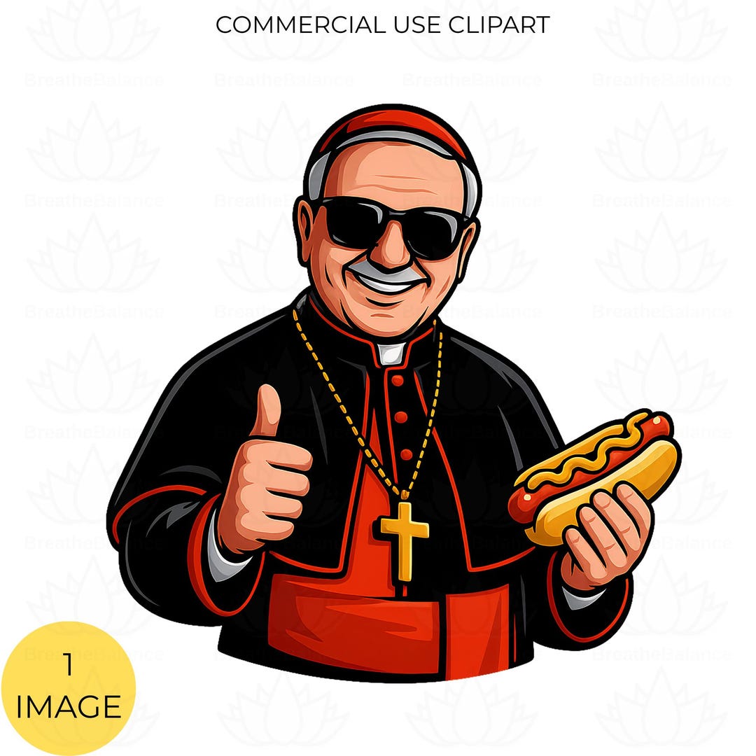 Da Pope PNG, Funny Catholic Clipart, Hot Dog Pope Sublimation, Retro ...