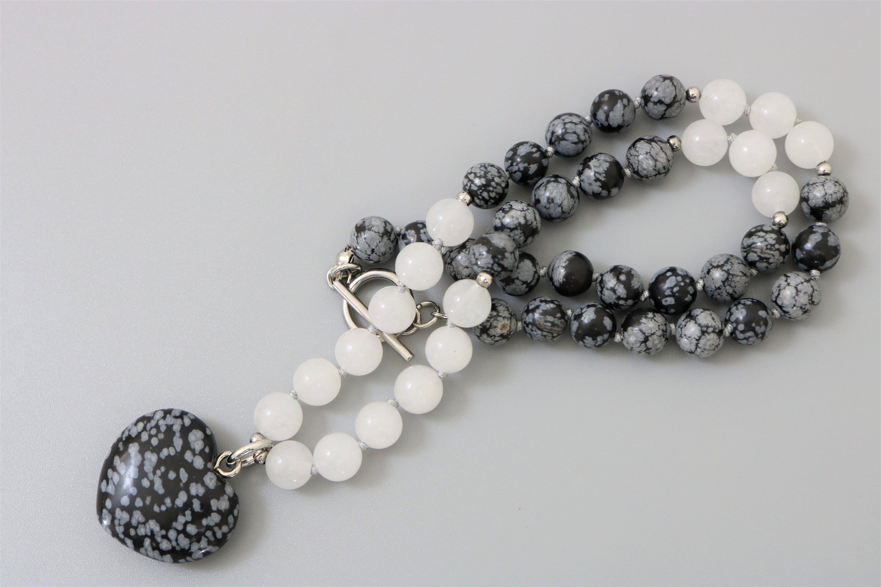 Snowflake Obsidian Necklace White Jade Necklace Snowflake - Etsy